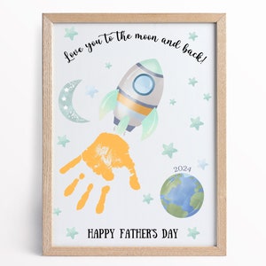 Printable Father's Day Rocket Handprint Art Craft, Toddler Baby ...