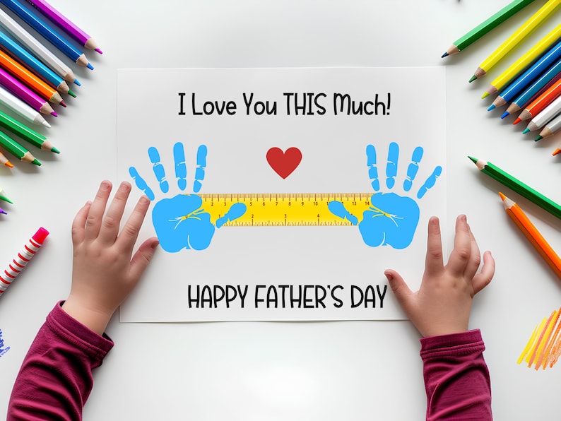 Father's Day Handprint Art, I Love You This Much, Printable Handprint ...