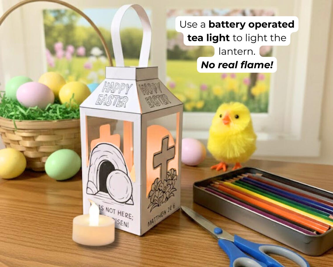 He is Risen Craft for Kids, Paper Lantern Easter Bible Craft, Easter ...