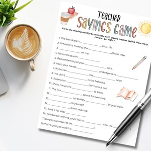 Teacher Sayings Game Printable, Back to School Activity, Teacher Staff ...