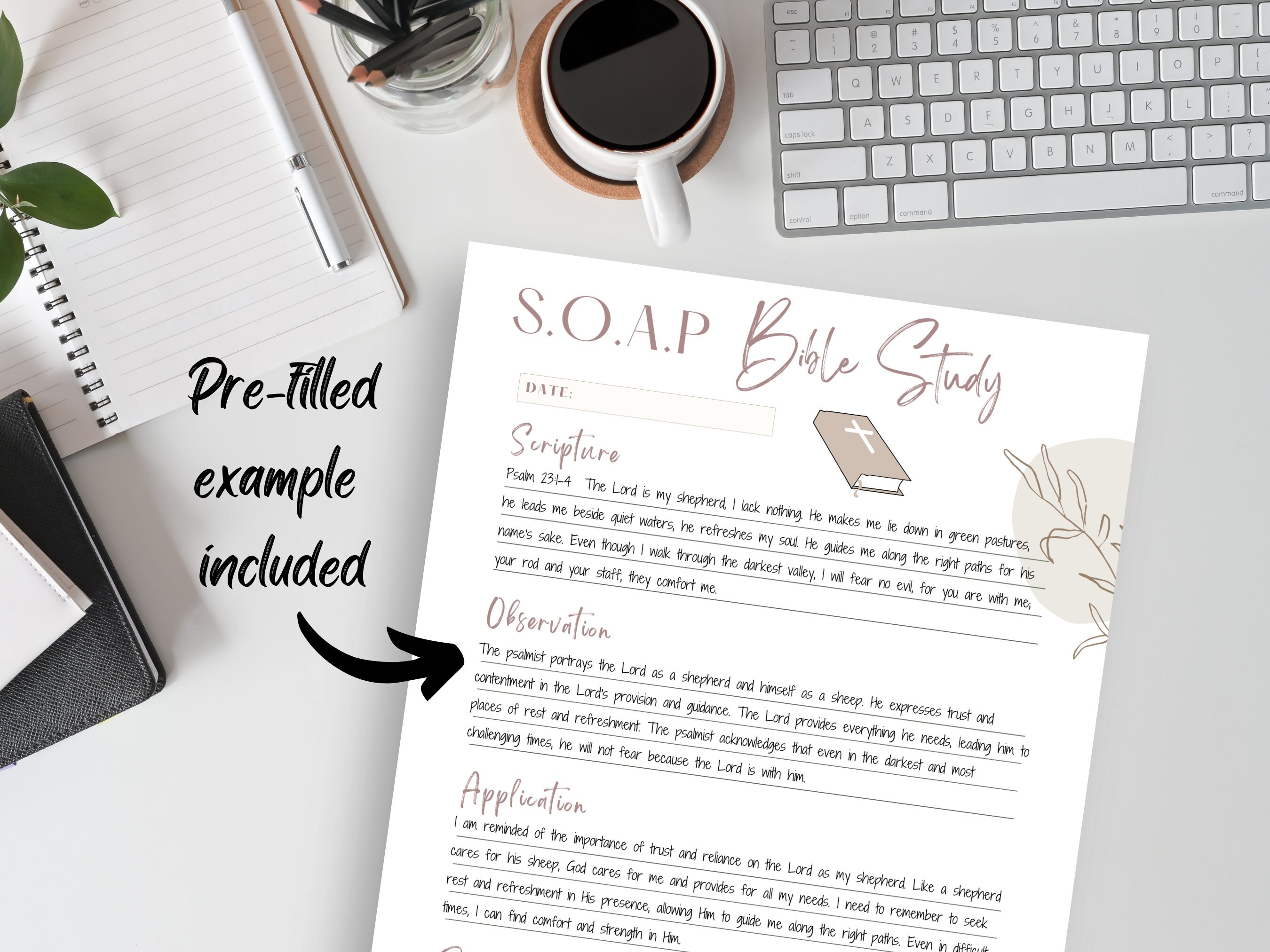 SOAP Bible Study Template Printable Christian Devotional Template Bible ...