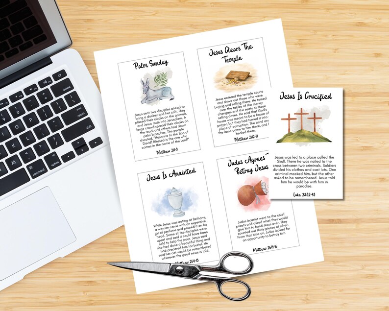 Holy Week Cards for Kids, Printable Easter Story Bible Verse Cards ...