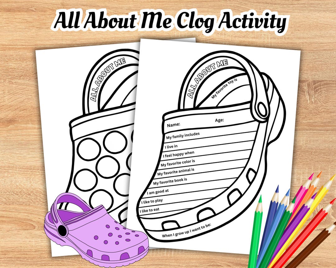 All About Me Clog Printable, First Day of School Activity, Back to ...