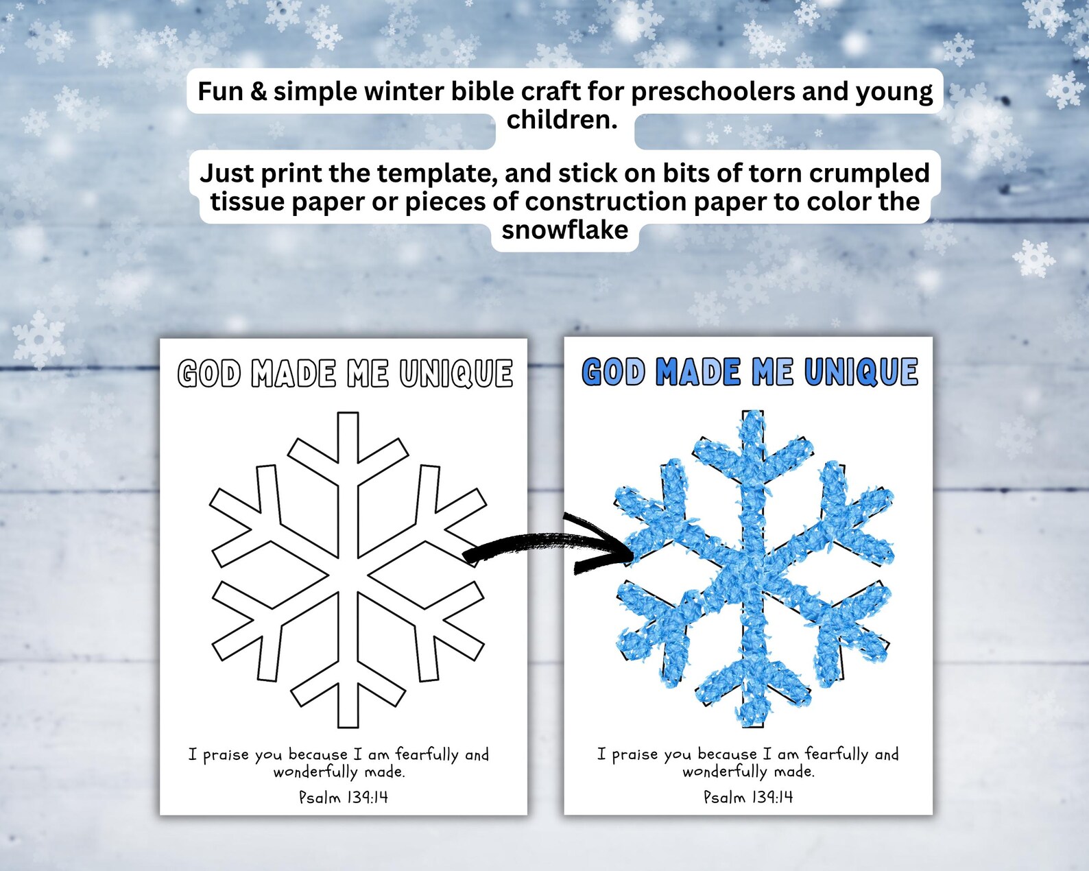 Winter Bible Craft, Winter Tissue Paper Craft, Printable Snowflake ...