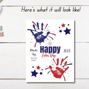 Labor Day Handprint Art Craft, Printable Labor Day Activity for Toddler ...