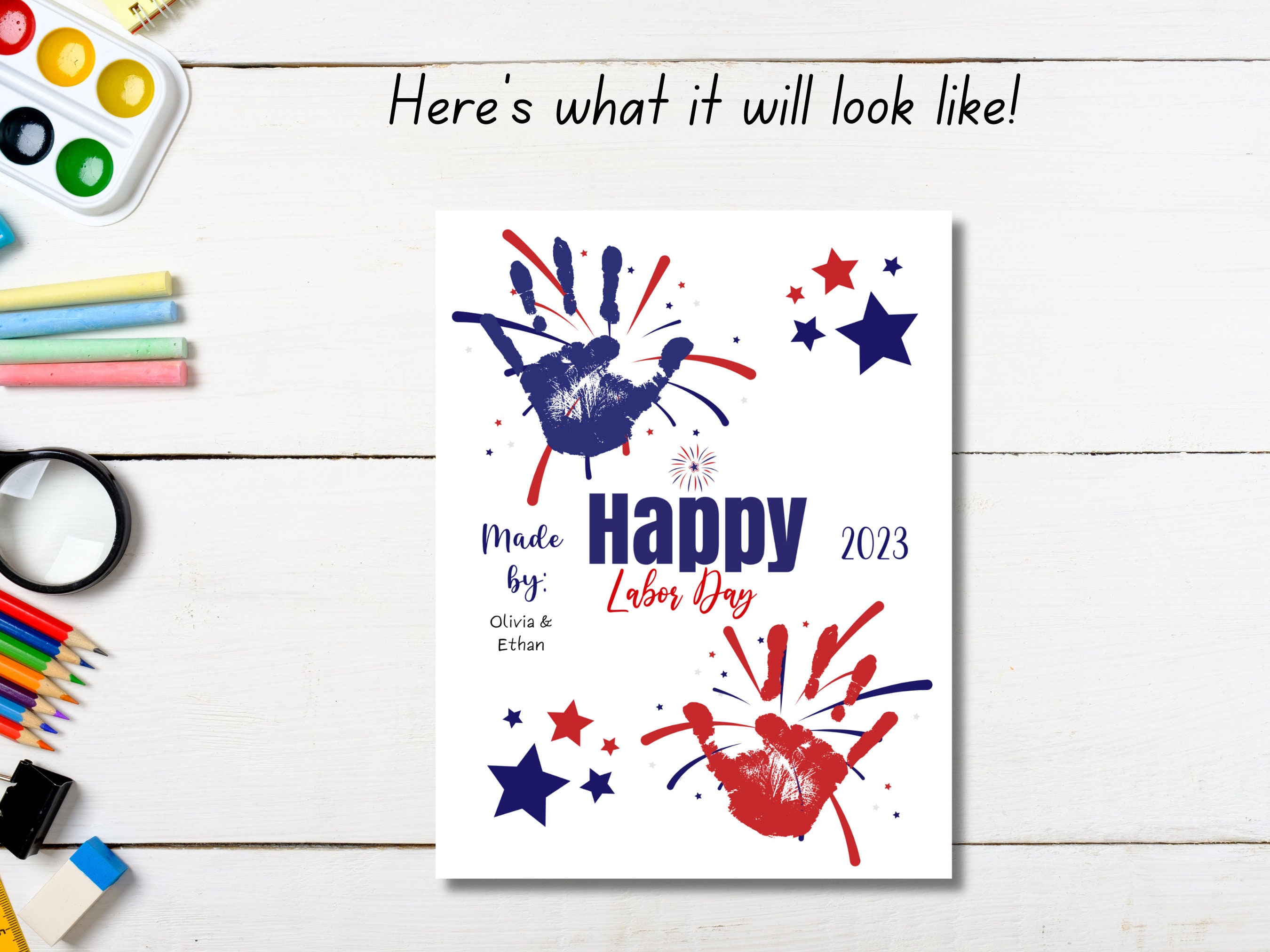 Labor Day Handprint Art Craft, Printable Labor Day Activity for Toddler ...