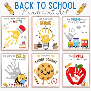 Back to School Handprint Art Bundle, First Day of School Handprint ...