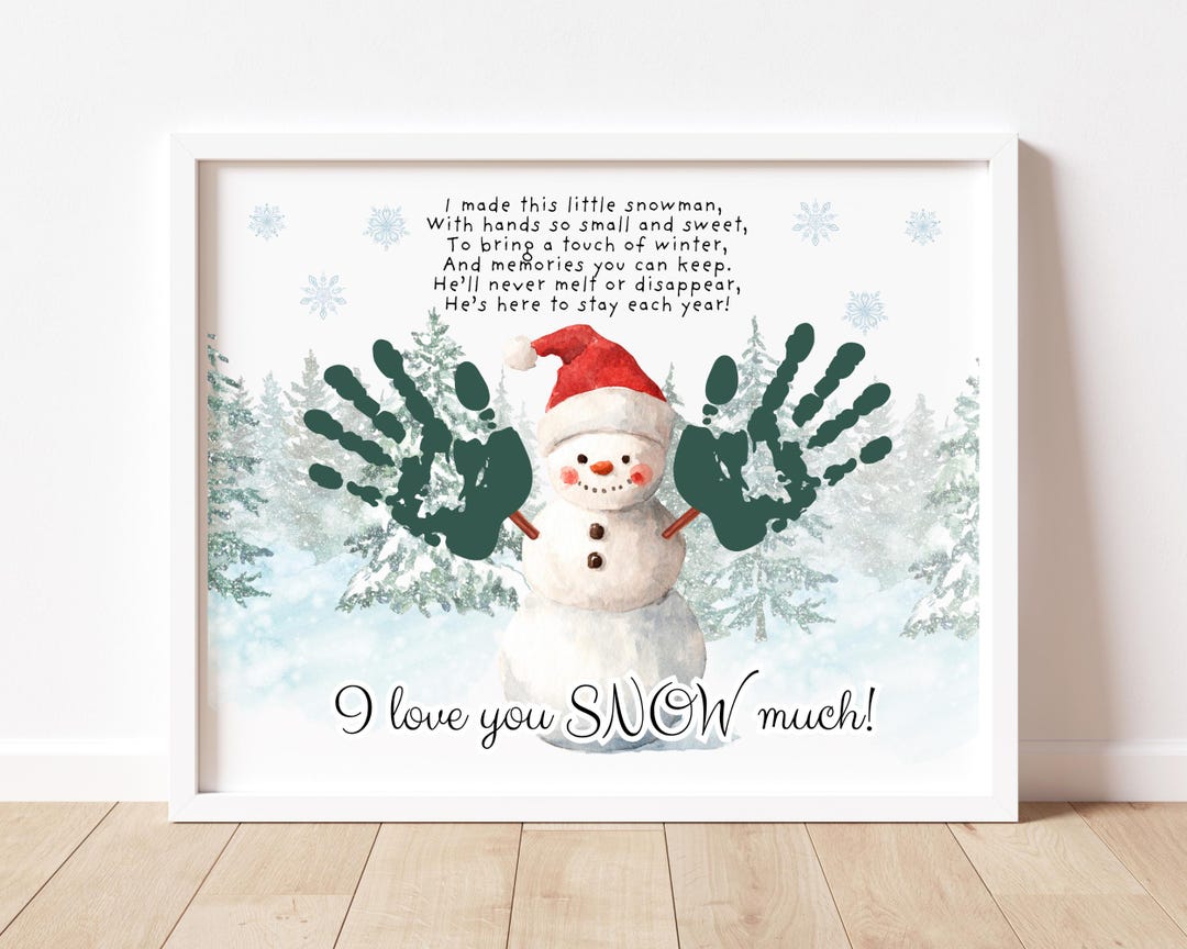 Snowman Handprint Craft, I Love You Snow Much Handprint Art, Printable ...