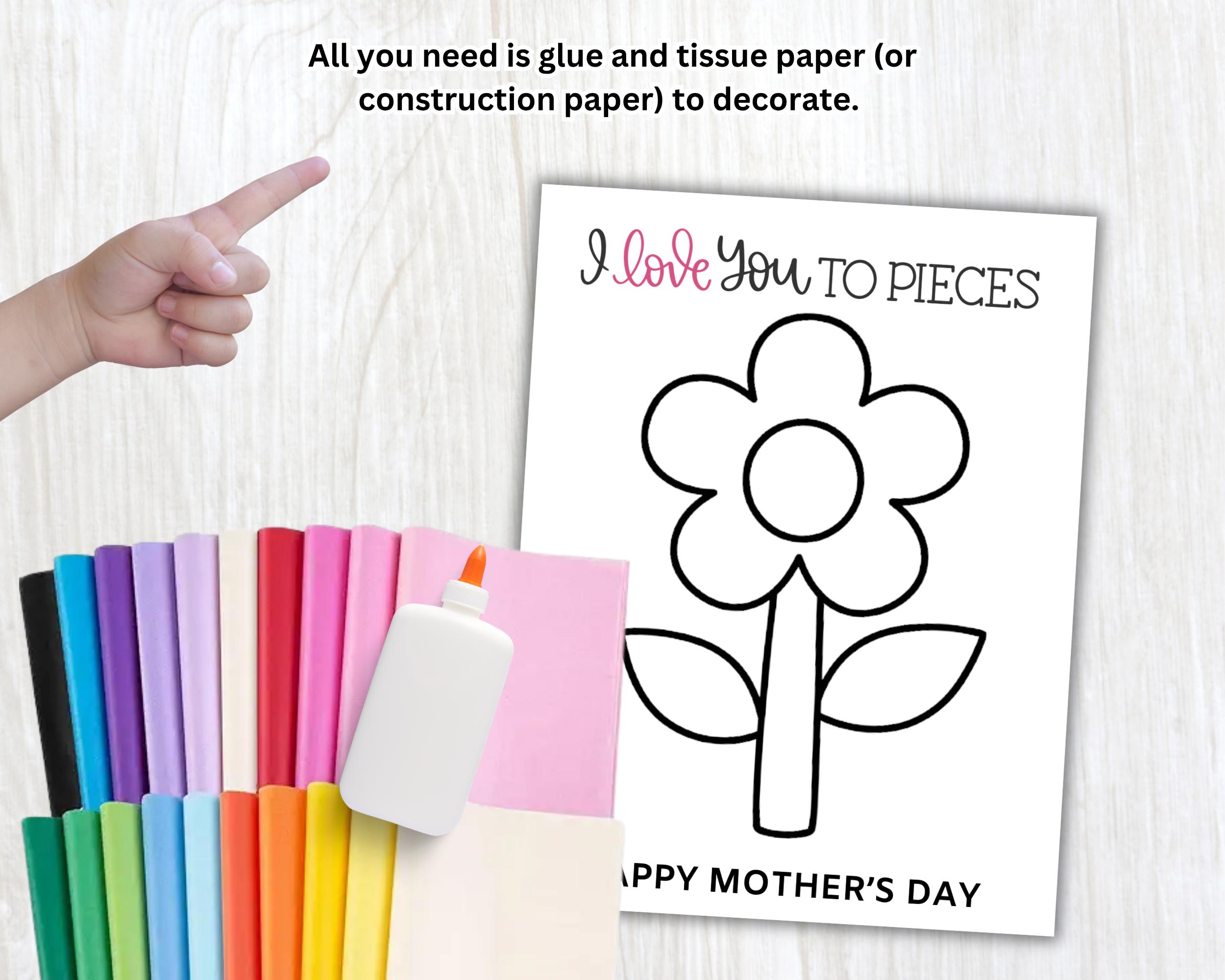 Mother's Day Flower Tissue Paper Craft, Mothers Day Tear Art Card Gift ...