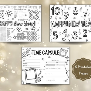 Printable New Years Activity Placemat, New Year's Coloring Pages, Kids ...