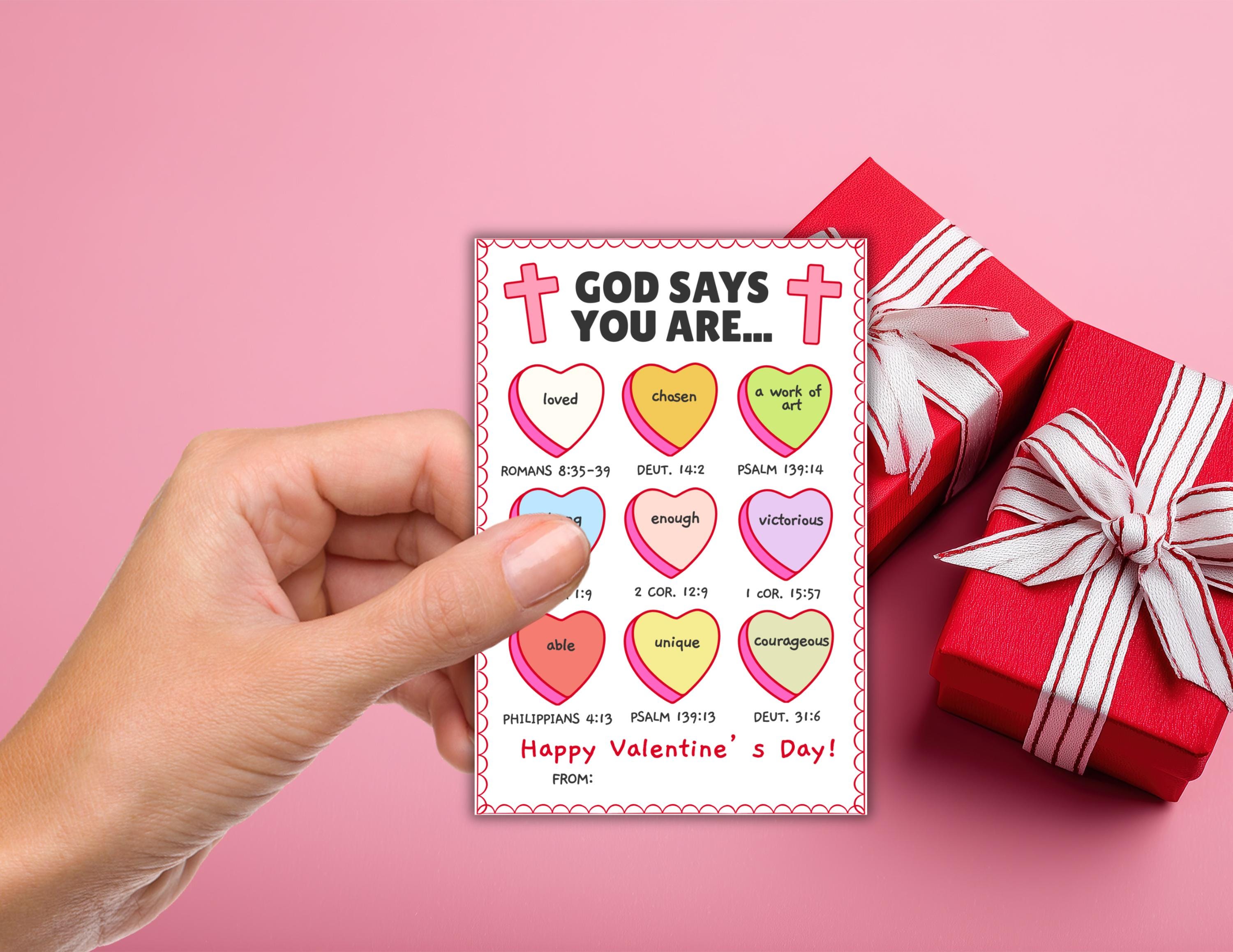 Bible Verse Valentine Cards, Printable God Says You Are Scripture ...