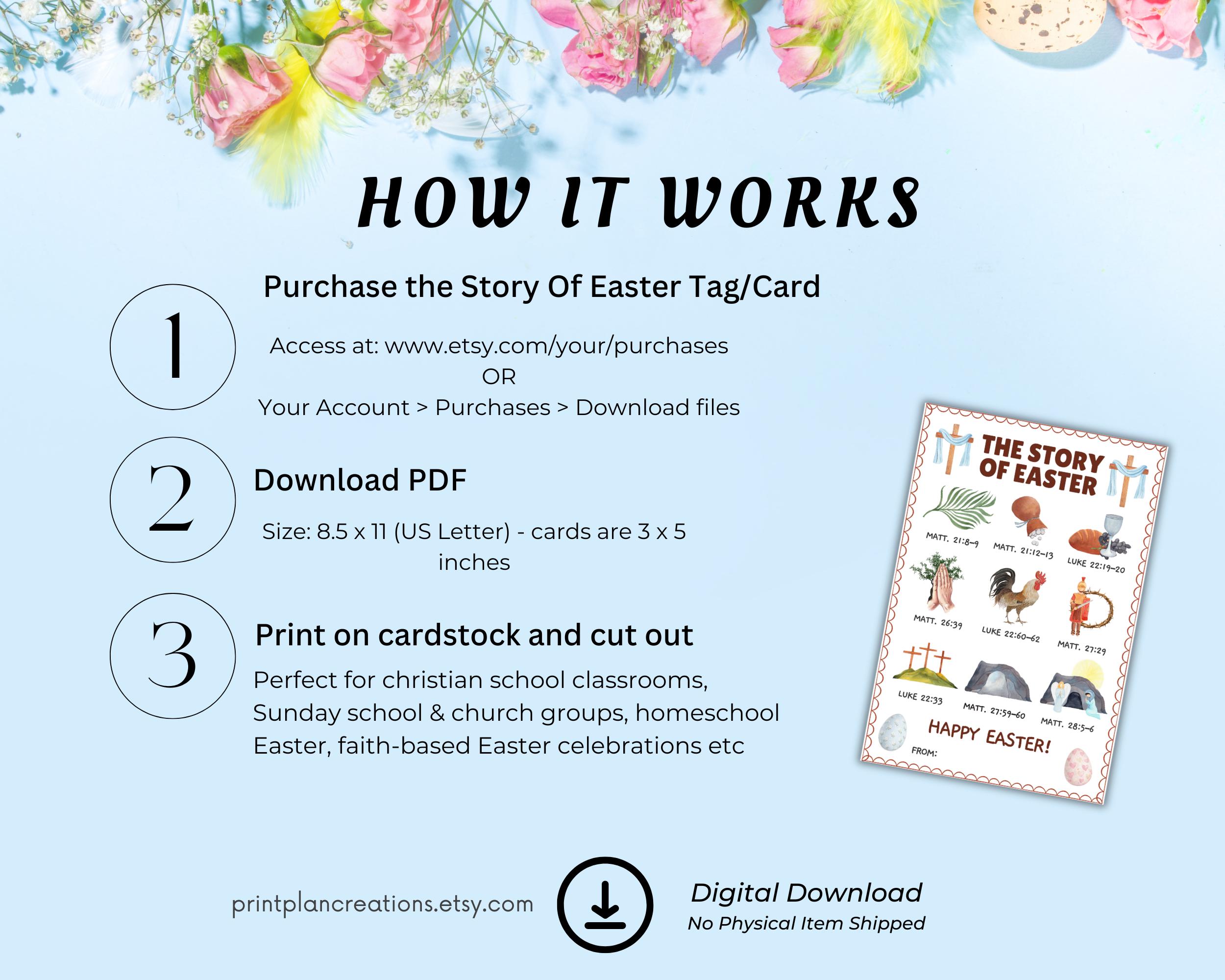 Bible Verse Easter Cards, Printable Easter Story Scripture Easter Card ...