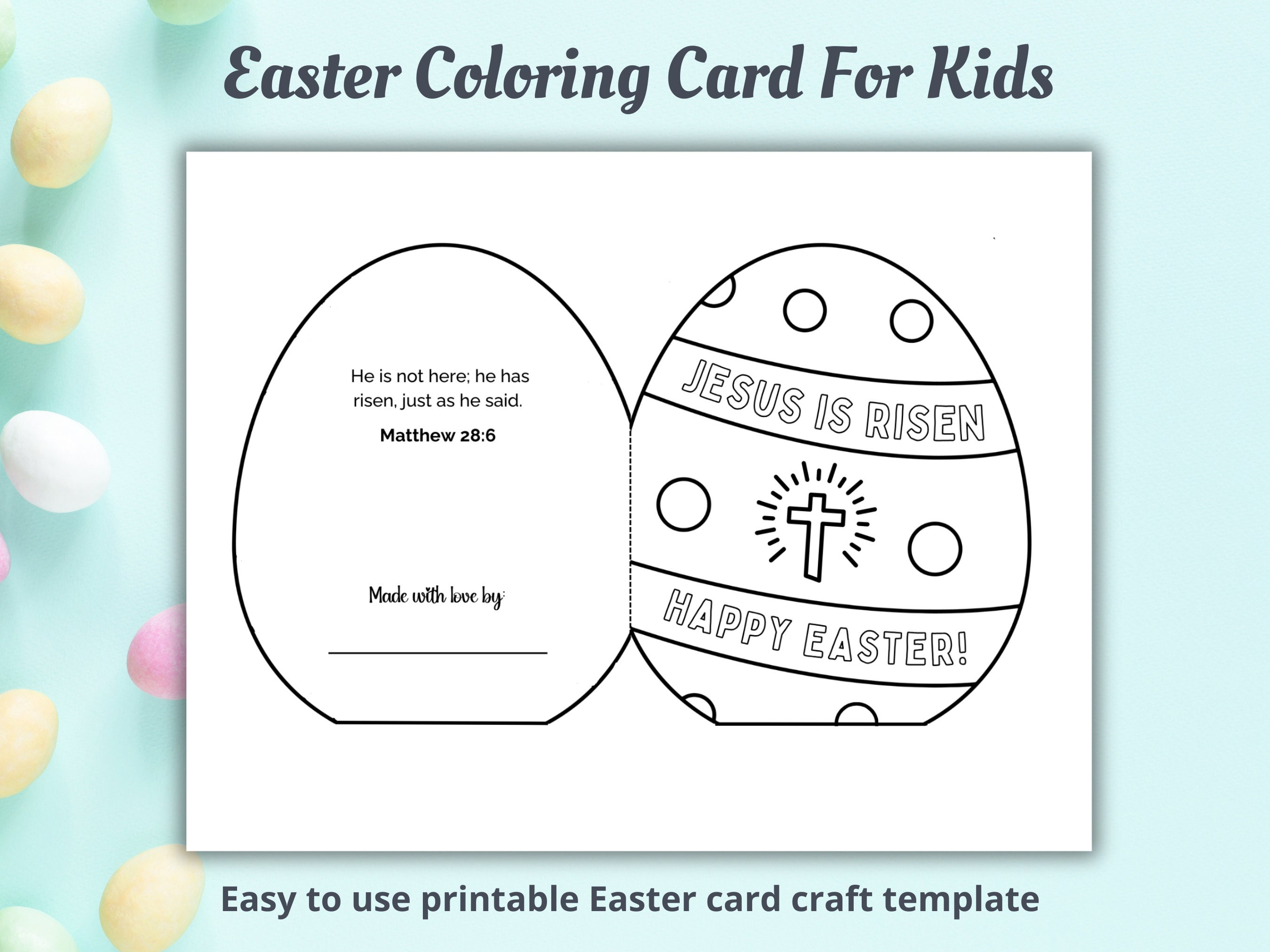 Easter Jesus is Risen Coloring Card for Kids, Easter Activity ...