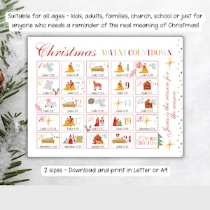 Scripture Advent Calendar Countdown, Christmas Calendar Bible Verses ...