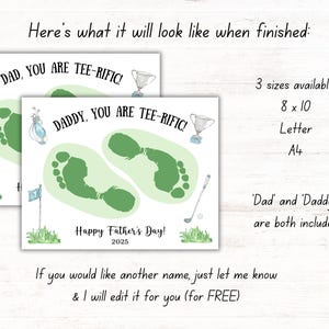 Father's Day Golf Handprint Footprint Art, Printable Craft, Father's ...
