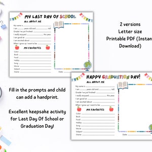 Last Day of School Printable, Handprint Art Craft, End of School Year ...
