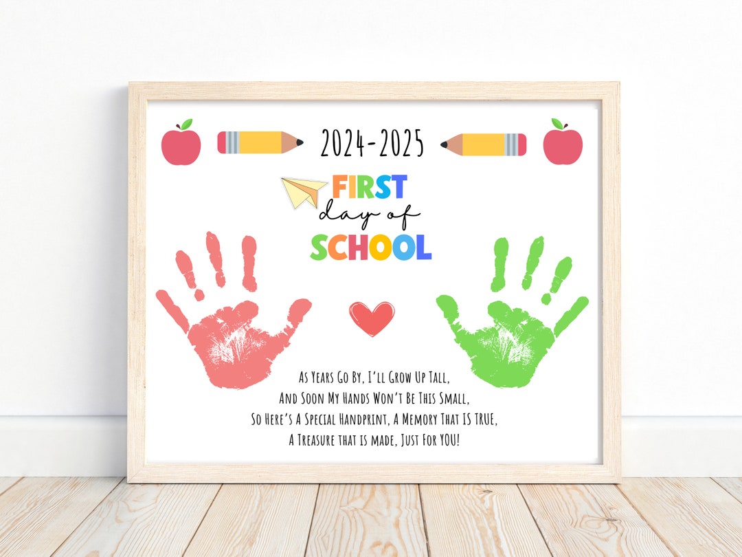 First Day of School Handprint Art, Kindergarten Preschool Handprint ...