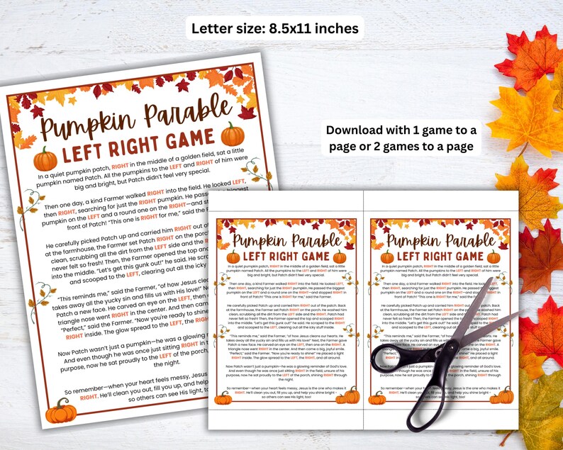 Pumpkin Parable Left Right Game, Pumpkin Gospel Story, Fall Game ...