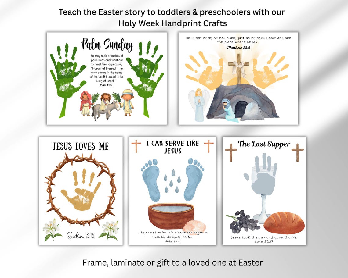 Holy Week Handprint Craft Bundle, Printable Christian Easter Art ...