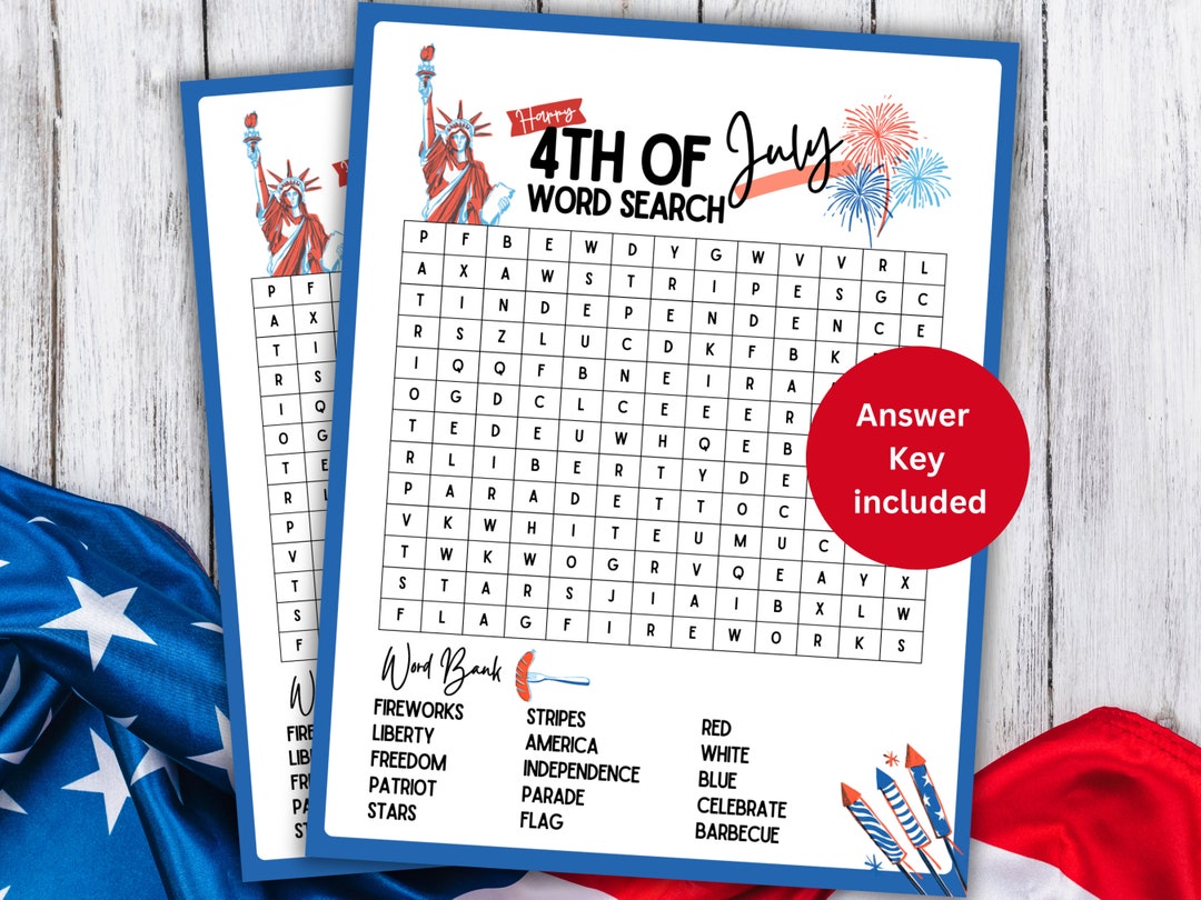 Printable 4th of July Wordsearch for Kids, July 4th Word Search Puzzle ...