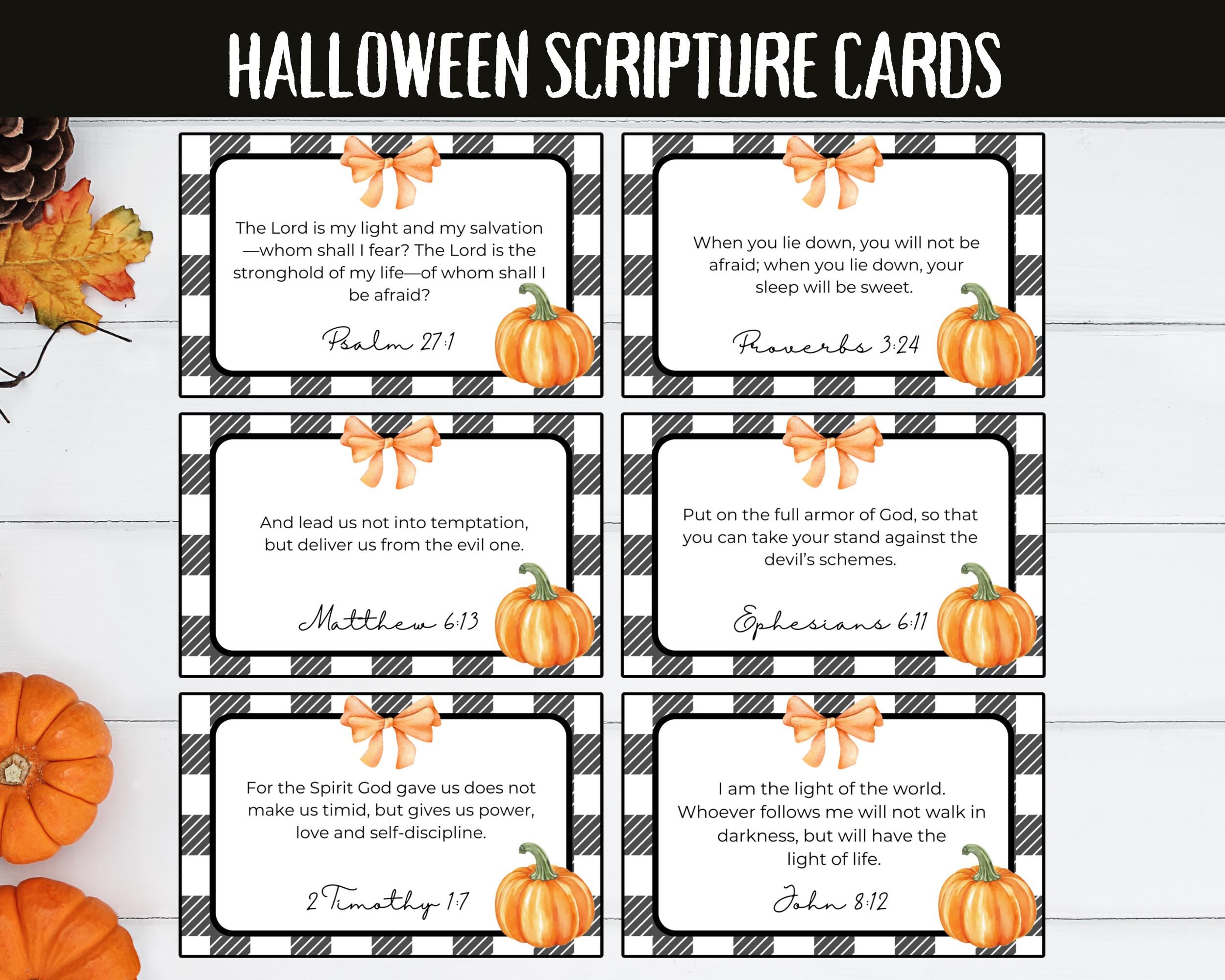 Christian Halloween Bible Verse Cards, Printable Religious Halloween ...