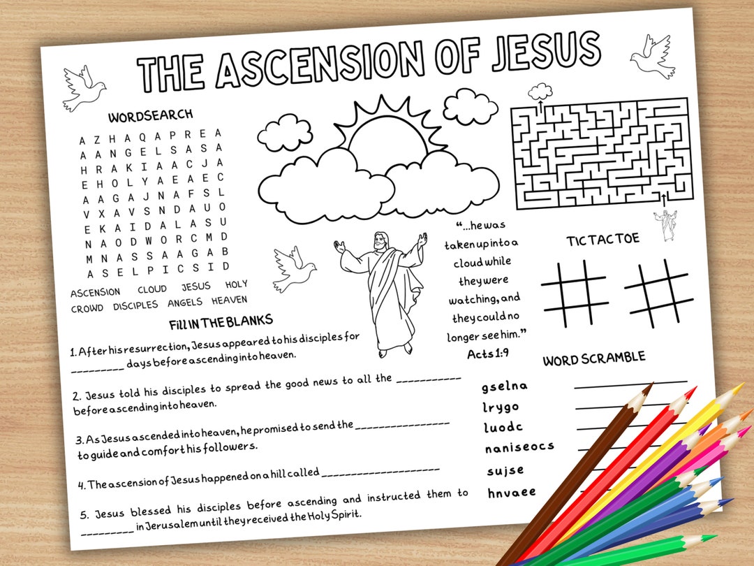 Ascension of Jesus Activity Placemat, Ascension Day Coloring Page for ...