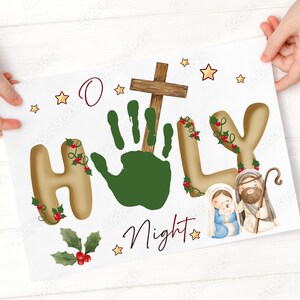 Nativity Handprint Art, O Holy Night Sign, Kids Toddlers Handprint ...