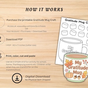 Gratitude Mug Craft Printable, Thanksgiving Craft for Kids, Thankful ...