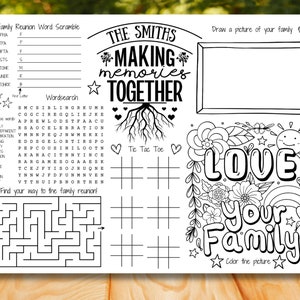 Printable Family Reunion Coloring Placemat for Kids, Family Activity ...