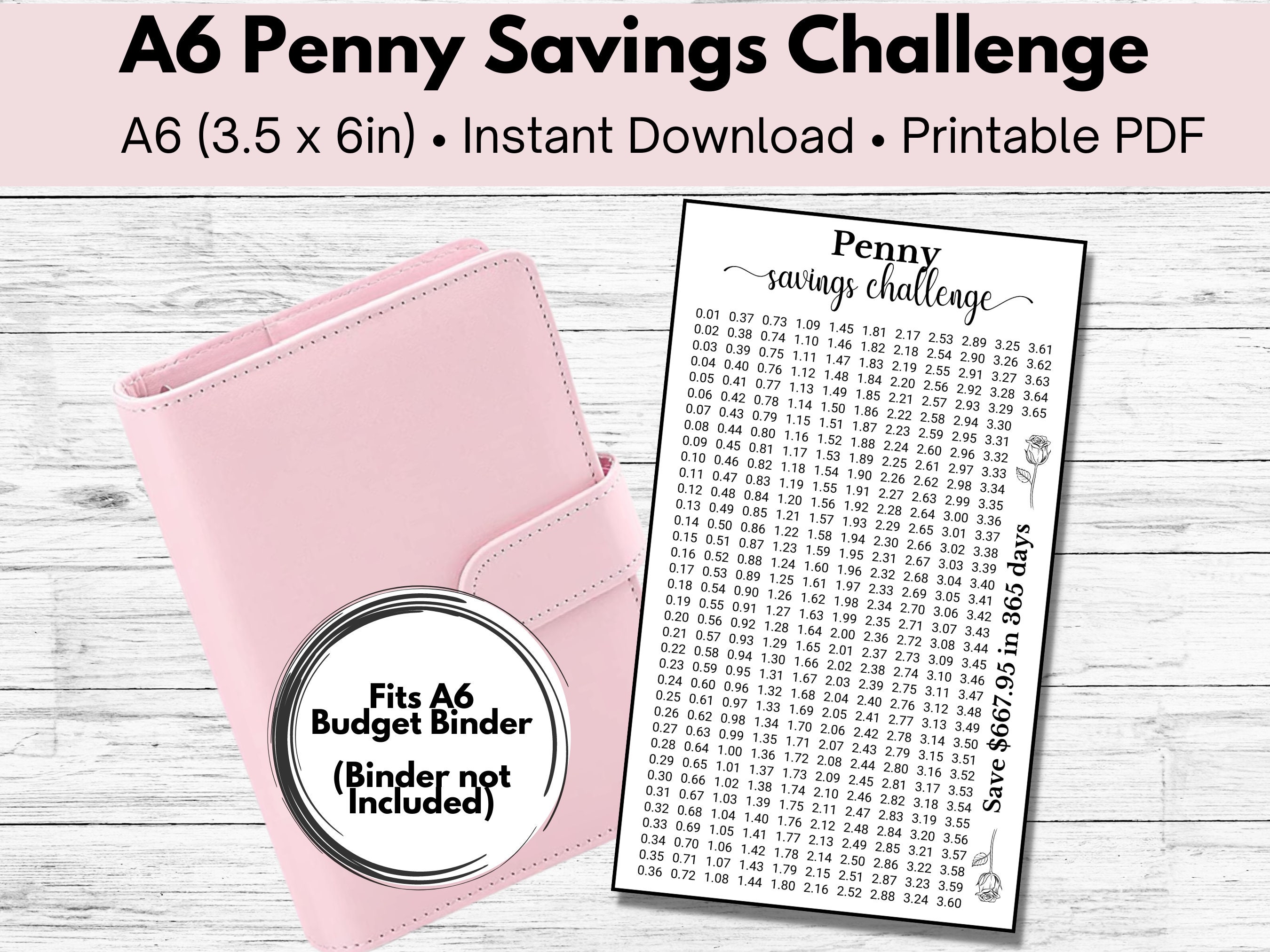 A6 Penny Savings Challenge Printable 365 Day Savings Tracker - Etsy UK