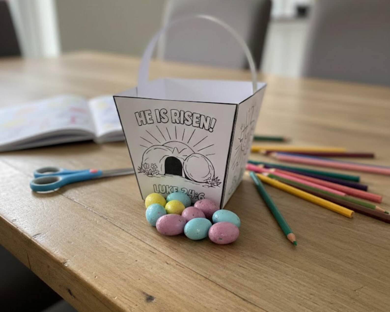 He is Risen Easter Basket Craft for Kids, Easter Bible Craft, Easter ...