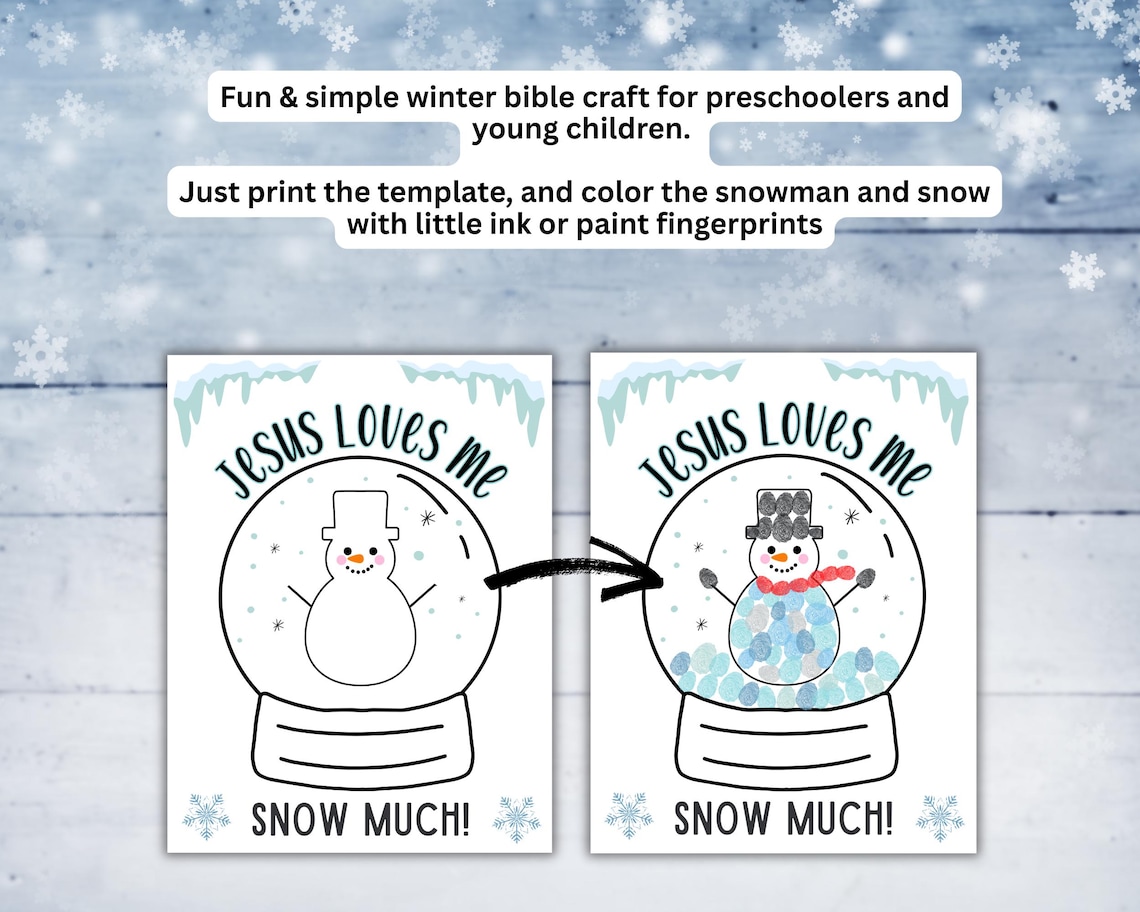 Winter Bible Craft Printable for Kids, Jesus Loves You Snow Much ...
