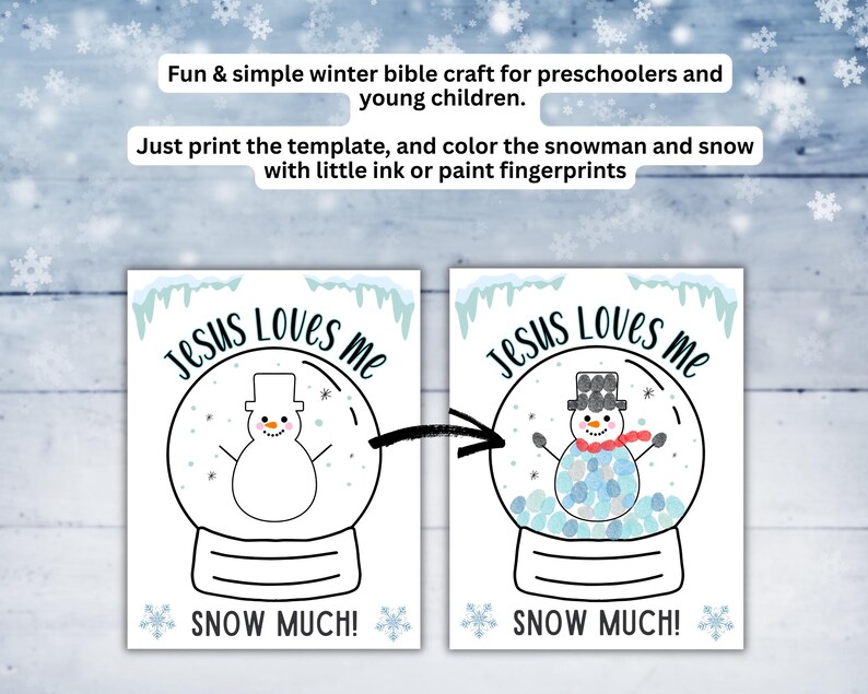 Winter Bible Craft Printable for Kids, Jesus Loves You Snow Much ...