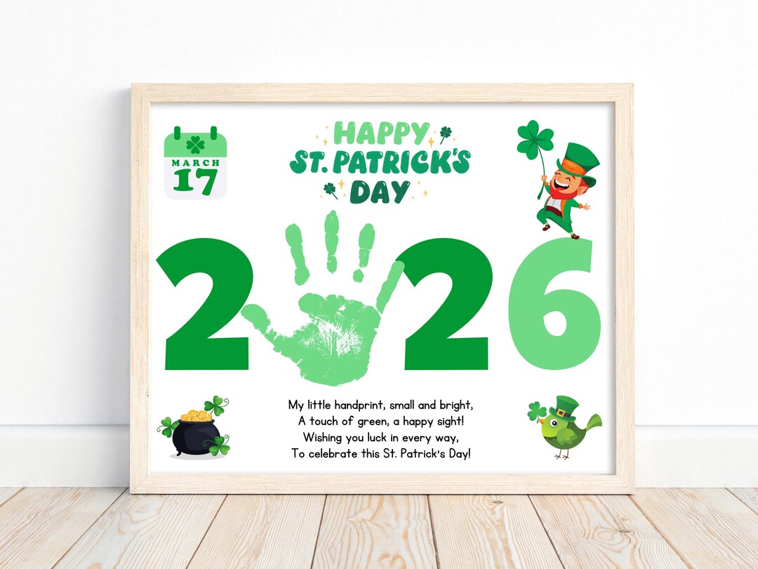 St. Patrick's Day Handprint Art, 2026 Kids Toddler Handprint Craft ...