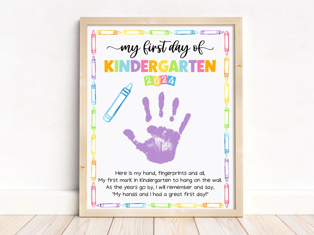 First Day of Kindergarten Handprint Art, Back to School Craft ...