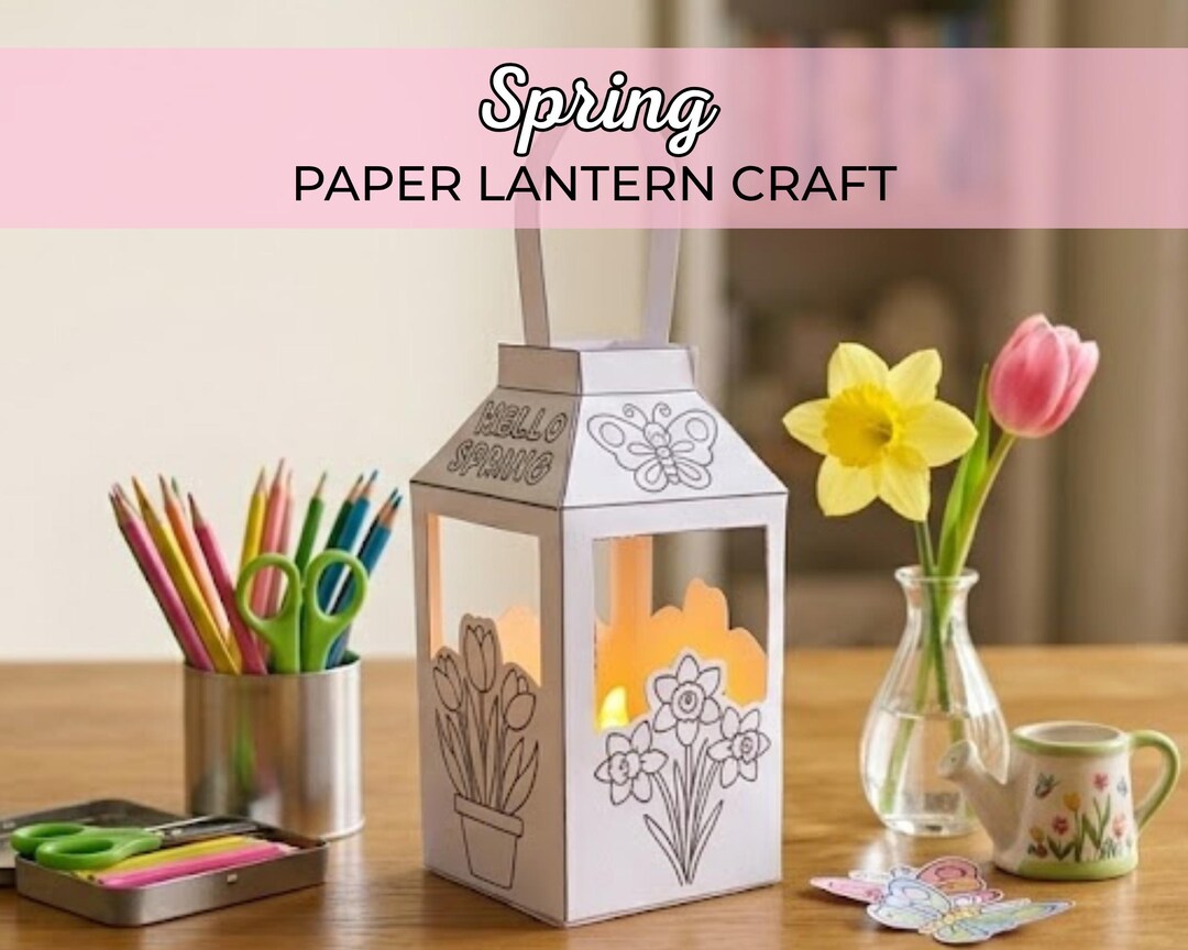 Spring Paper Lantern Craft for Kids, Spring Flower Craft Printable ...