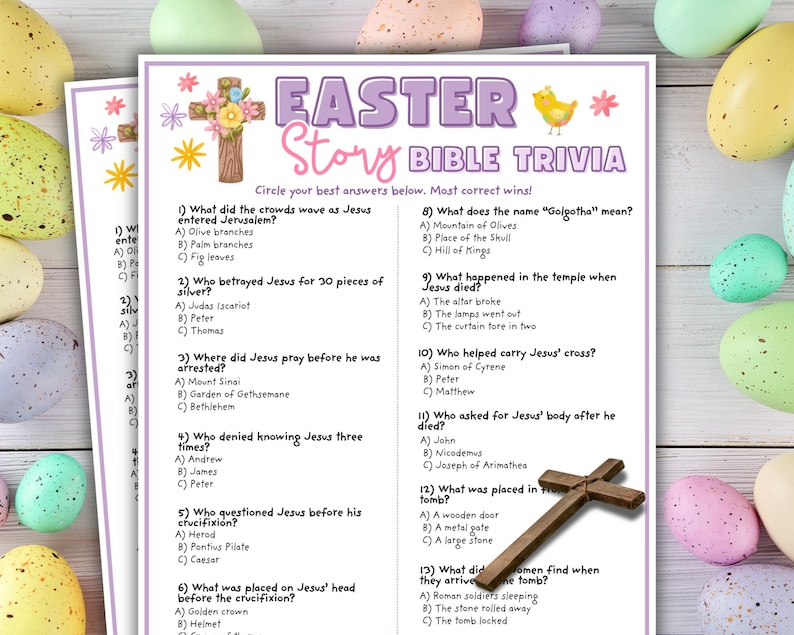 Easter Story Bible Trivia Questions for Kids, Christian Trivia Game ...