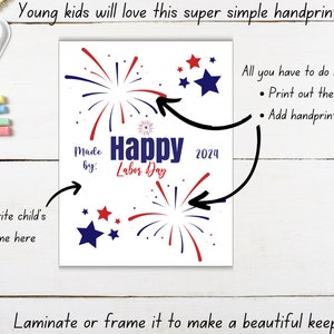 Labor Day Handprint Art Craft, Printable Labor Day Activity for Toddler ...