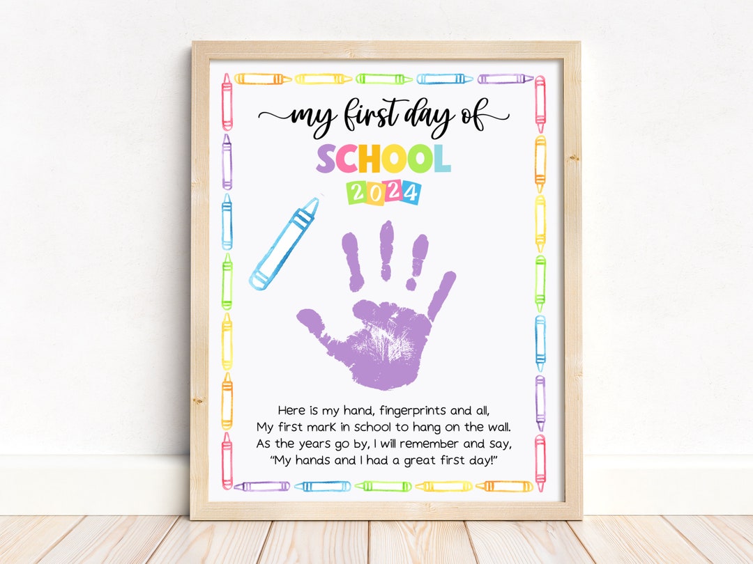 First Day of School Handprint Art, Back to School Handprint Craft Poem ...