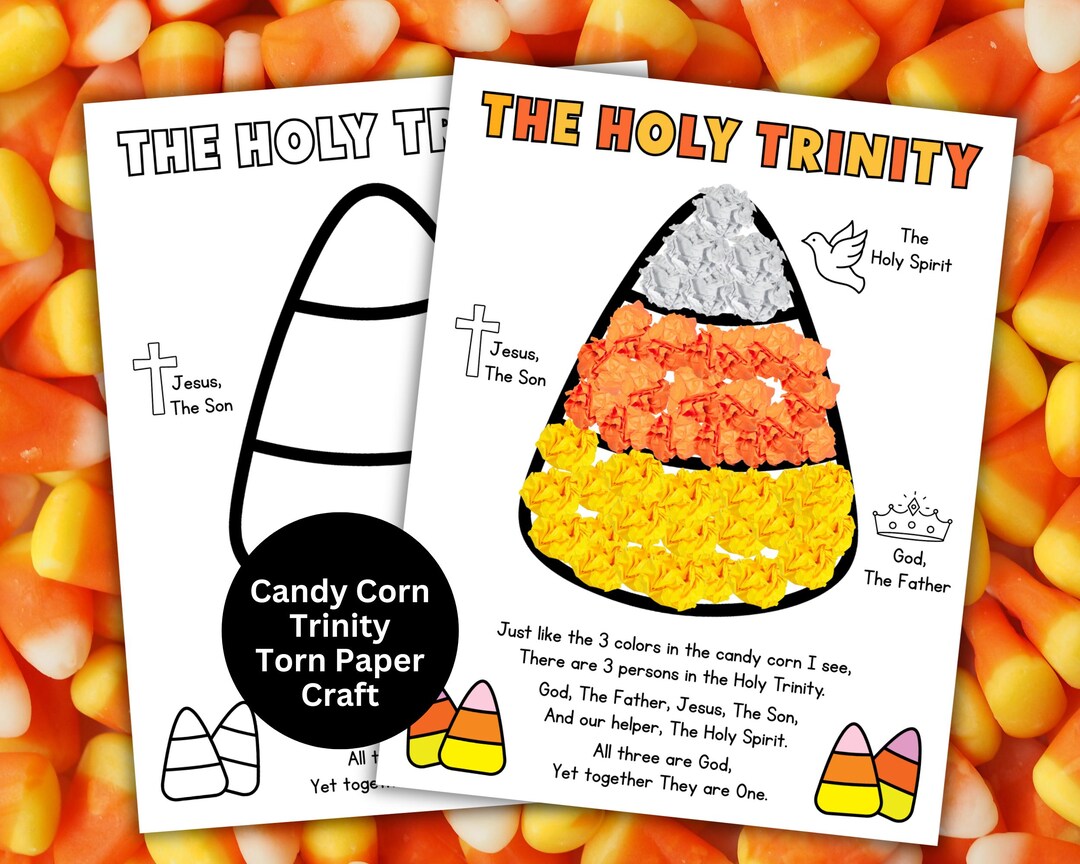 Candy Corn Trinity Tissue Paper Art, Fall Torn Paper Craft for Kids ...