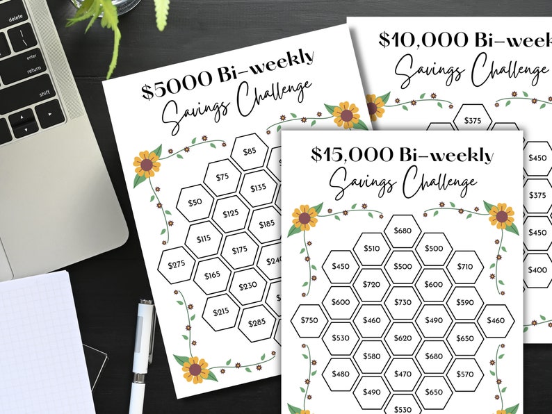 Bi-weekly Savings Challenge, Printable, Tracker, Bundle, Money ...