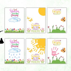 Spring Handprint Art Bundle, Spring Handprint Craft, Printable, Spring ...