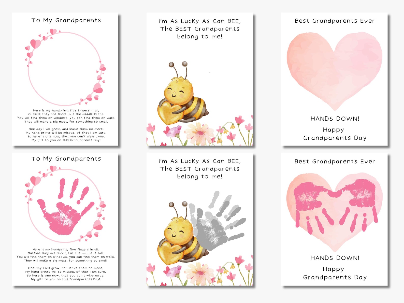 Grandparents Day Handprint Art, Grandparents Handprint Craft Printable ...