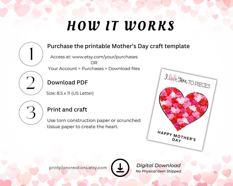 Mother's Day Tissue Paper Craft, Mothers Day Heart Tear Art, Card Gift ...
