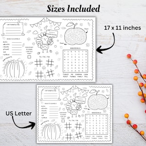Printable Thanksgiving Activity Placemat, Coloring Page, Thankful ...