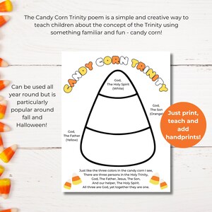 Candy Corn Trinity Handprint Art Printable, Candy Corn Trinity Poem ...