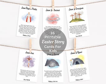 Holy Week Cards for Kids, Printable Easter Story Bible Verse Cards ...