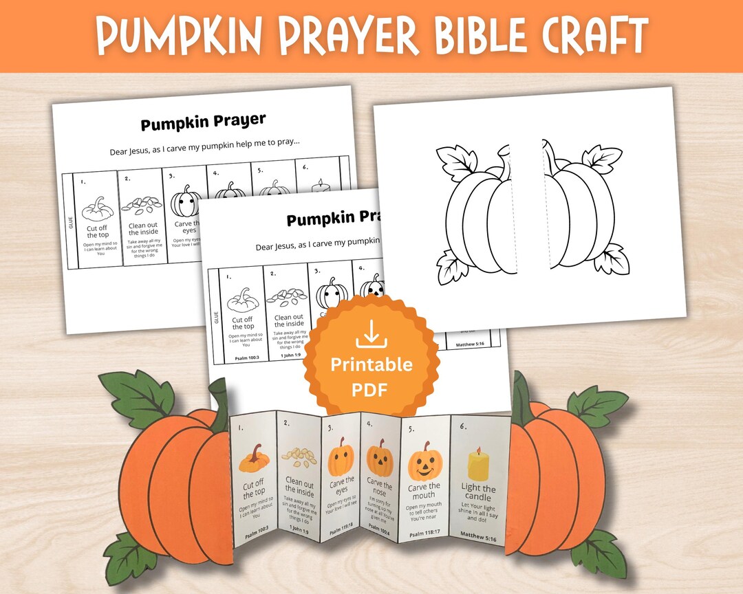 Pumpkin Prayer Folding Surprise Paper Craft, Fall Bible Craft Printable ...