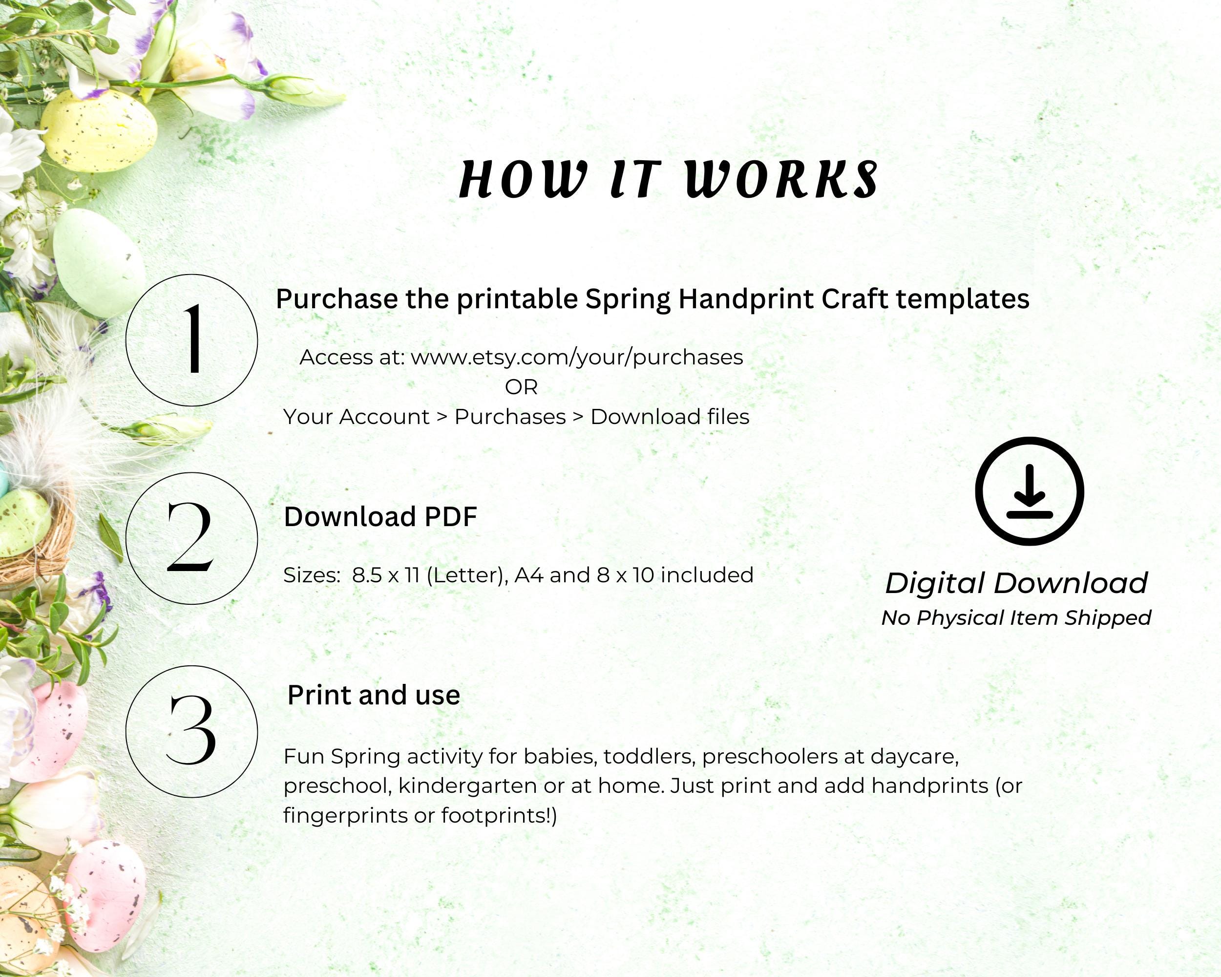 Spring Handprint Art Bundle, Spring Handprint Craft, Printable, Spring ...