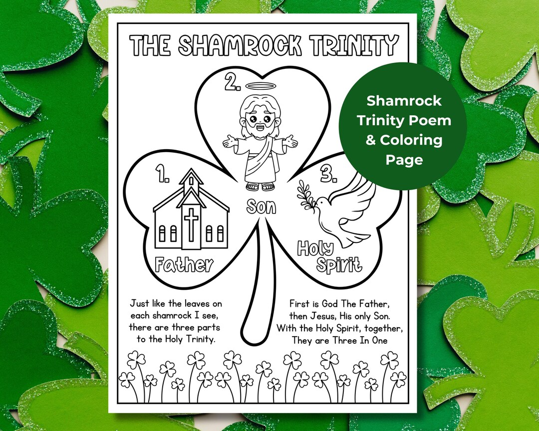 St. Patrick's Day Holy Trinity Coloring Page, Printable Shamrock ...